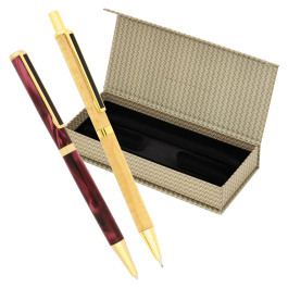 Slimline pen and pencil gift set – gold kits with presentation box