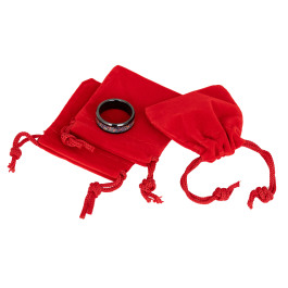 Red velveteen ring pouches - three pack
